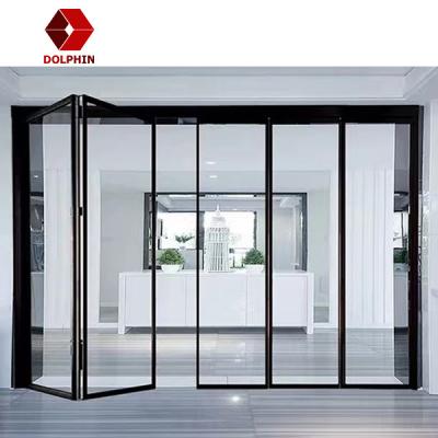 China Accordion Double Glazed Aluminium Glass Folding Doors Thermal Insulation Customized for sale