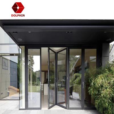China Anodized Aluminum Folding Glass Doors Kitchen Custom Aluminum Bi Fold Doors for sale