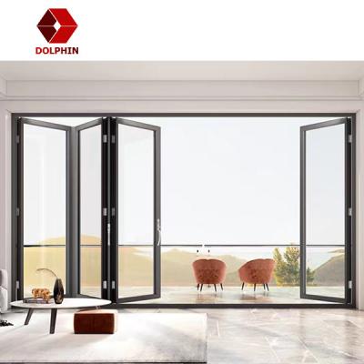 China DOLPHIN Aluminium Bifold Glass Doors Powder Coating Customized Color for sale