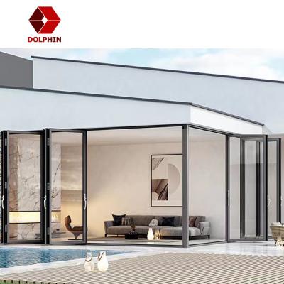 China Balcony Aluminium Folding Door Powder Coating High Track Bi Fold Doors for sale