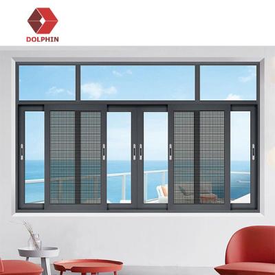 China DOLPHIN Customized Aluminum Sliding Window Impact Resistant Hurricane Windows for sale