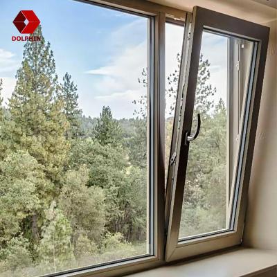 China Windproof Aluminium Horizontal Tempered Glass Casement Window Tilt And Turn for sale
