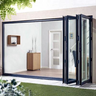 China Insulated Prefab House Exterior Aluminum Folding Door Patio Double Glazing for sale