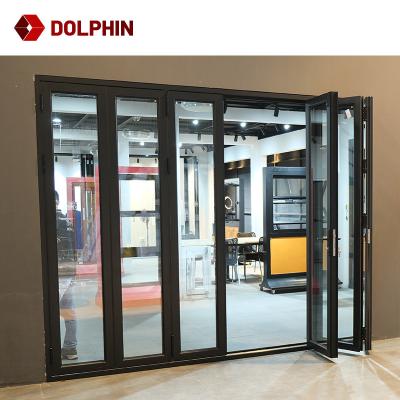 China Patio Exterior Accordion Bi Fold Aluminum Frame Door Soundproof Glass for sale