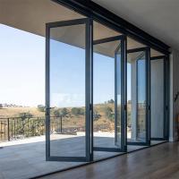 China Thermal Insulation Tempered Glass Patio Accordion Folding Doors For Front Garden for sale
