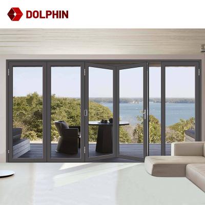 China Slim Aluminum Bifold Door ,  Aluminium Bifold Patio Doors With Blinds for sale