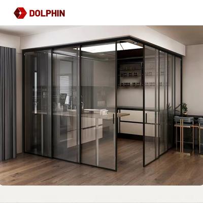 China New Design Slim Frame Sliding Door Aluminum And Glass Door For Hotel Home Office Interior for sale