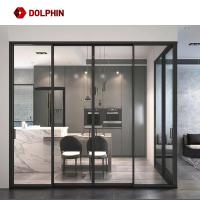 China New Design Slim Frame Sliding Door Aluminum And Glass Door For Hotel Home Office Interior for sale
