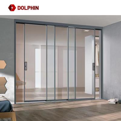 China Aluminium Semi-Automatic Sliding Door Soundproof Interio Room Dividers Bath Slide Door for sale