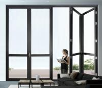 China Soundproof Aluminium Folding Door Black Aluminium Bifold Doors for sale