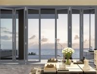 China Soundproof Aluminium Folding Door Black Aluminium Bifold Doors for sale