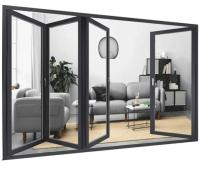 China Soundproof Aluminium Folding Door Black Aluminium Bifold Doors for sale