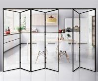 China Narrow Frame Aluminum Folding Doors Single Tempered Glass Wardrobe Bifold Doors for sale