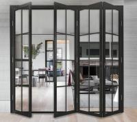 China Narrow Frame Aluminum Folding Doors Single Tempered Glass Wardrobe Bifold Doors for sale