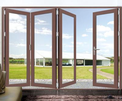 China Vertical Anodized Aluminium Folding Door Double Glazed French Doors for sale