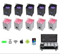 China DMX 6pcs 18W RGBWA UV 6IN1 Battery Operated Uplighting Battery LED Par Can for sale