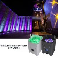 China 4pcs 18w RGBWA-UV 6IN1 Battery Operated Uplighting Mobile WIFI APP IR Control for sale