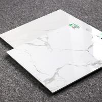 China Porcelain Floor Tile 600x600 Polished Glazed Surface Carrara White Marble Look Design for sale
