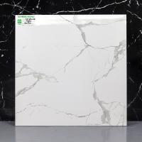 China Porcelain Floor Tile 600x600 Polished Glazed Surface Carrara White Marble Look Design for sale