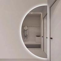 China Half Moon Frameless Backlit Bathroom Mirror Smart Led Light Wall for sale