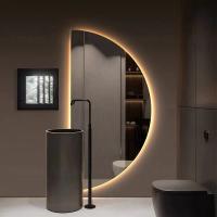 China Half Moon Frameless Backlit Bathroom Mirror Smart Led Light Wall for sale