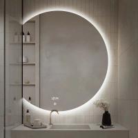 China Half Moon Frameless Backlit Bathroom Mirror Smart Led Light Wall for sale