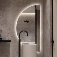 China Half Moon Frameless Backlit Bathroom Mirror Smart Led Light Wall for sale