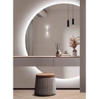 China Half Moon Frameless Backlit Bathroom Mirror Smart Led Light Wall for sale