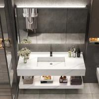 China Oem Bathroom Vanity Units Sintered Stone Countertop Basin Led Mirror Storage Cabinets for sale