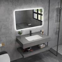 China Modern Marble Hotel Bathroom Vanity Sintered Stone Basin Sink Cabinet Smart Led Mirror for sale