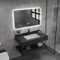 China Modern Marble Hotel Bathroom Vanity Sintered Stone Basin Sink Cabinet Smart Led Mirror for sale