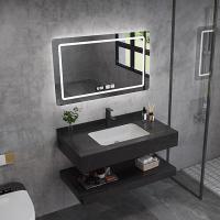 China Modern Marble Hotel Bathroom Vanity Sintered Stone Basin Sink Cabinet Smart Led Mirror for sale