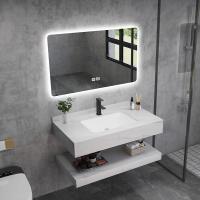 China Modern Marble Hotel Bathroom Vanity Sintered Stone Basin Sink Cabinet Smart Led Mirror for sale