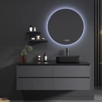 China Modern Black Sintered Stone Wash Basin Cabinet Set Solid Wood for sale