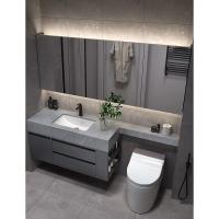 China Custom Bathroom Vanity Units Slate Washbasin Toilet Combination Smart LED Mirrored Cabinet for sale
