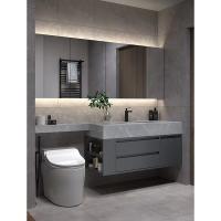 China Custom Bathroom Vanity Units Slate Washbasin Toilet Combination Smart LED Mirrored Cabinet for sale