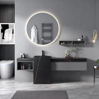 China Modern Sintered Stone Slate Freestanding Pedestal Wash Basin Cabinet Set Bathroom Vanities for sale