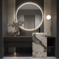 China Solid Wood Bathroom Vanity Cabinet Set One Piece Sintered Slate Stone Slab ODM for sale