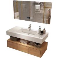 China 120cm-180cm Solid Wood Bathroom Vanity Artificial Stone Wash Basin Cabinet Set for sale