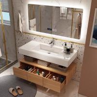 China 120cm-180cm Solid Wood Bathroom Vanity Artificial Stone Wash Basin Cabinet Set for sale