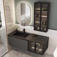 China Top Carrara Bathroom Vanity Units Curved White Genuine Marble Color for sale