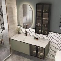 China Top Carrara Bathroom Vanity Units Curved White Genuine Marble Color for sale