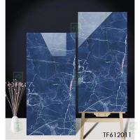 China Apartment Glazed Polished Porcelain Tiles 60x120 Full Body Blue Glossy Interior for sale