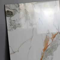 China Calacatta White Gold Veins Marble Porcelain Slab Tile Sintered Stone 600x1200mm for sale