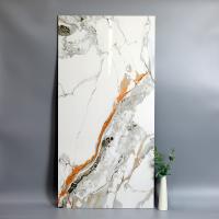 China Calacatta White Gold Veins Marble Porcelain Slab Tile Sintered Stone 600x1200mm for sale