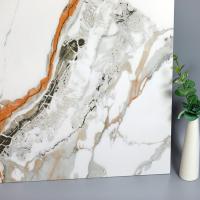 China Calacatta White Gold Veins Marble Porcelain Slab Tile Sintered Stone 600x1200mm for sale