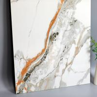China Calacatta White Gold Veins Marble Porcelain Slab Tile Sintered Stone 600x1200mm for sale
