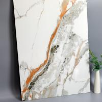 China Calacatta White Gold Veins Marble Porcelain Slab Tile Sintered Stone 600x1200mm for sale