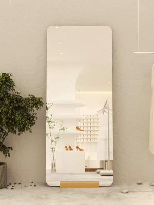 China Barber Hair Salon Black And Gold Large Floor Upright Mirror For Salon Station for sale