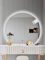 China Hotel Bathroom Vanity Wall Half Round Mirror Customized Led Backlit Defogger for sale